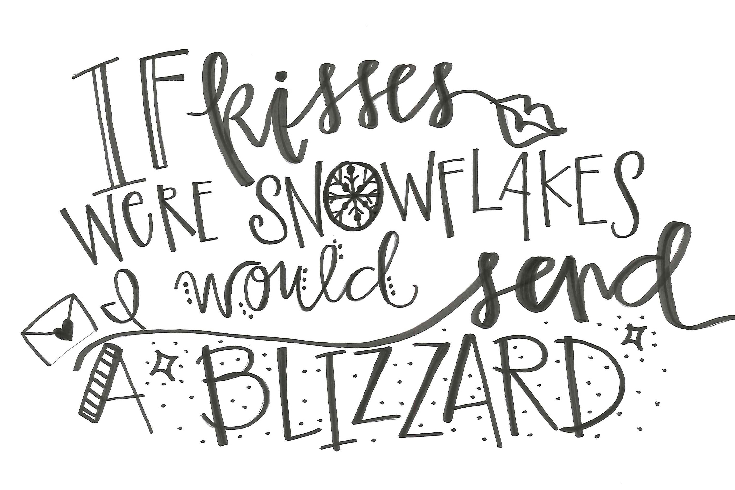 Trinx Snowflake Kisses 1 - Wrapped Canvas Textual Art | Wayfair