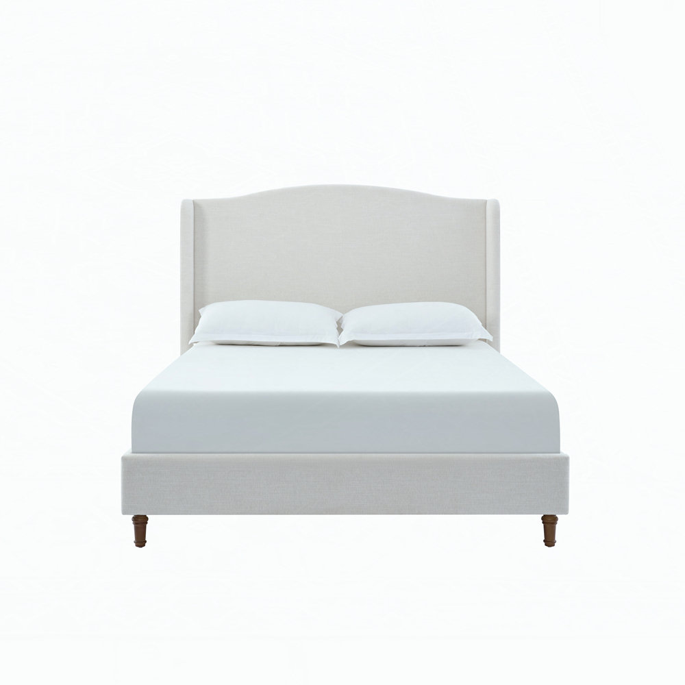 Canora Grey Wingback Upholstered Bed Farme with Tall Headboard for ...
