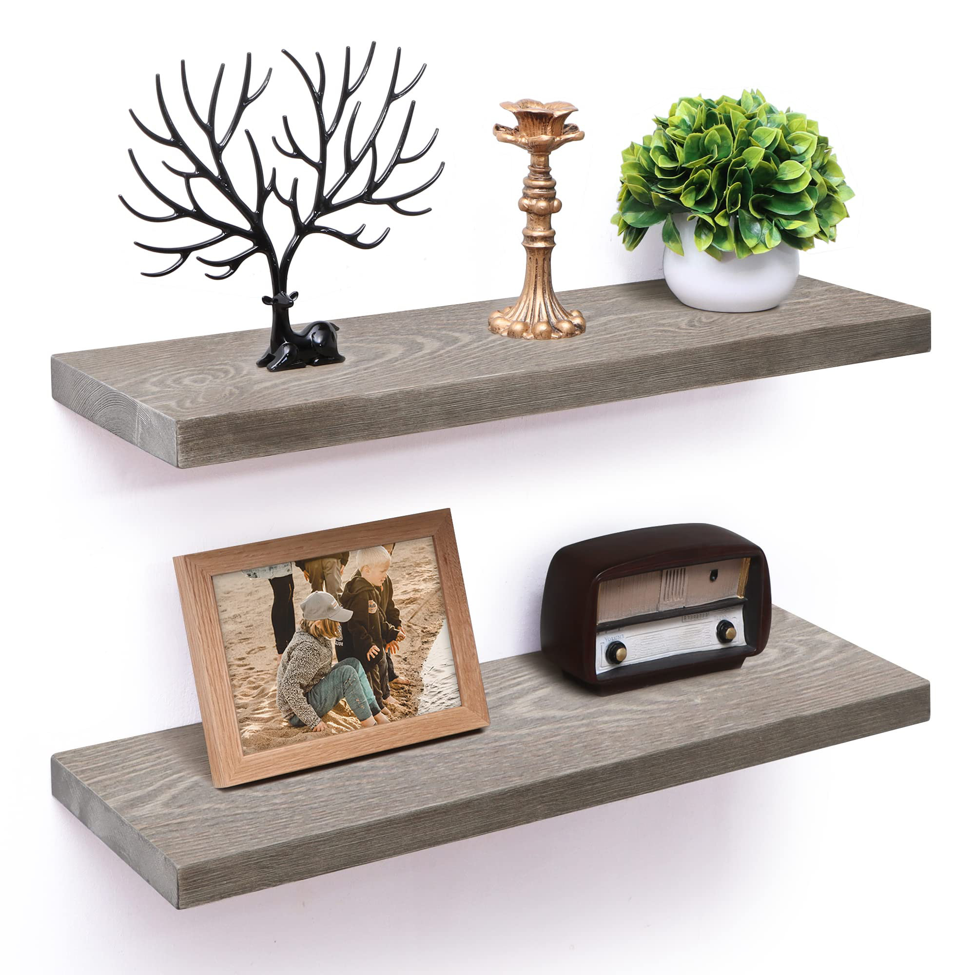 Millwood Pines Ayvie 2 Piece Pine Solid Wood Floating Shelf & Reviews ...