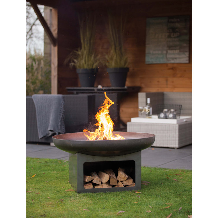 Dakota Fields Braheem 80cm Round Steel Fire Pit Log Grate | Wayfair.co.uk