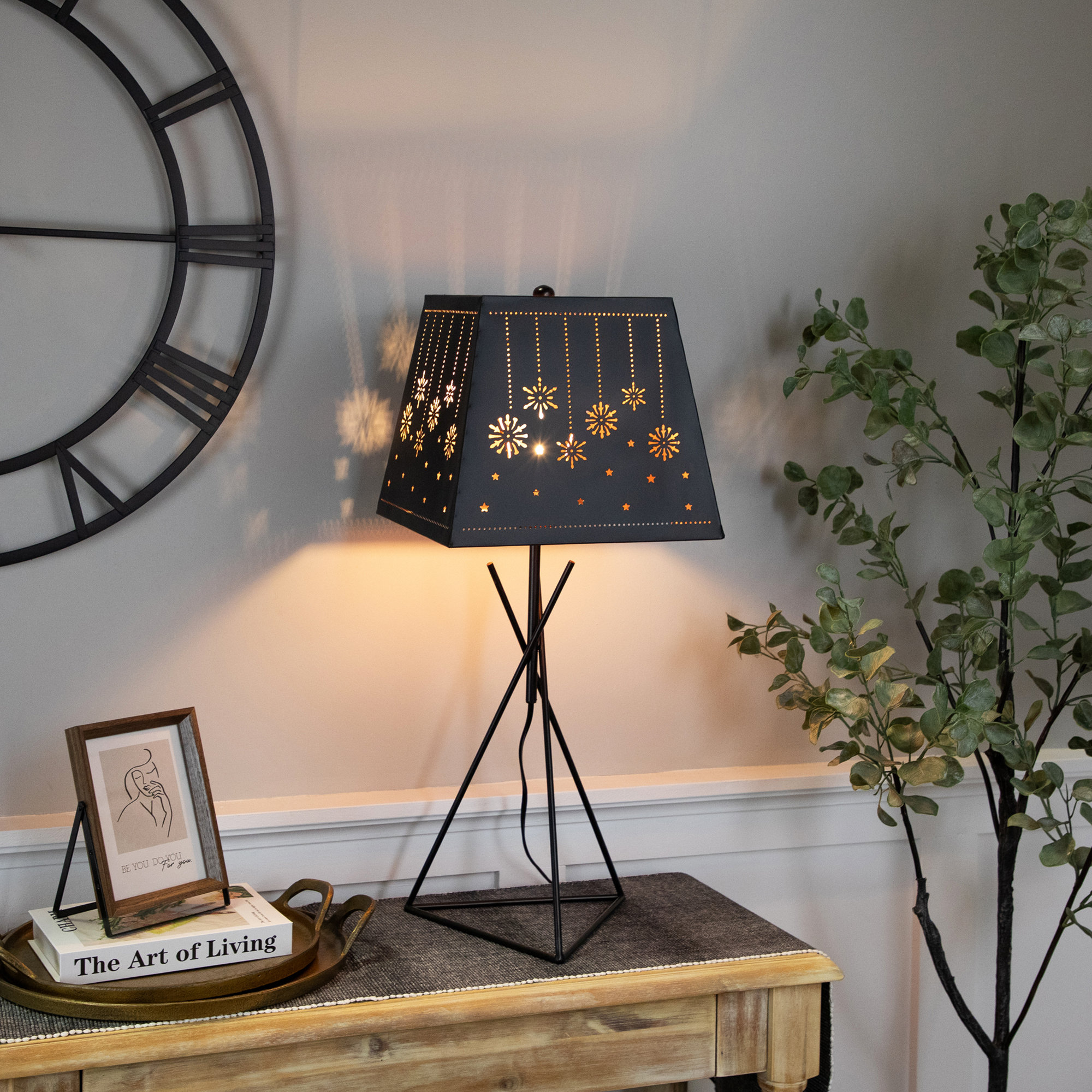 Northlight Seasonal Snowflakes And Stars Iron Table Lamp With Shade ...