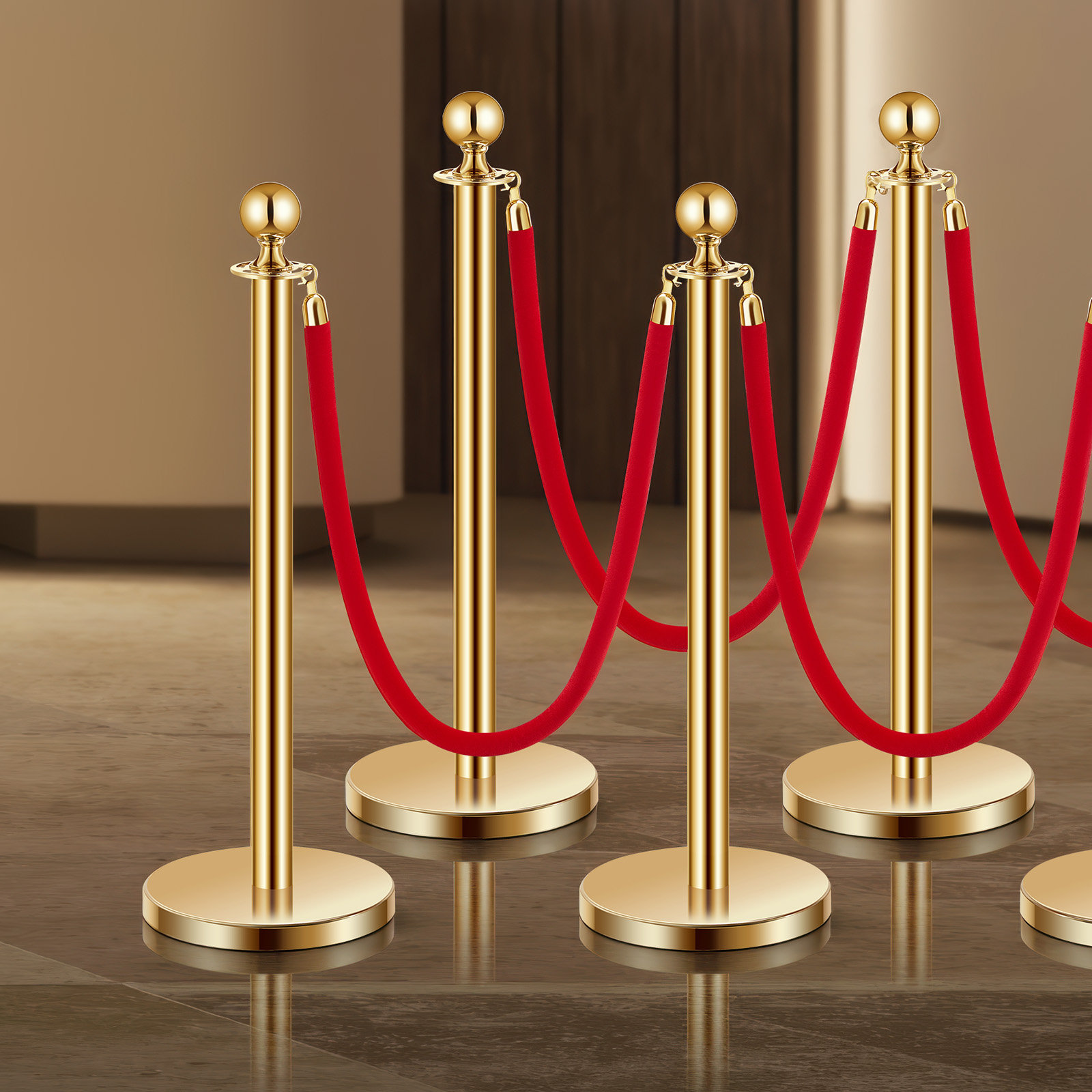 Stellweilan Tessberg Stanchions and Velvet Ropes 6Pcs, Hollow Base with ...