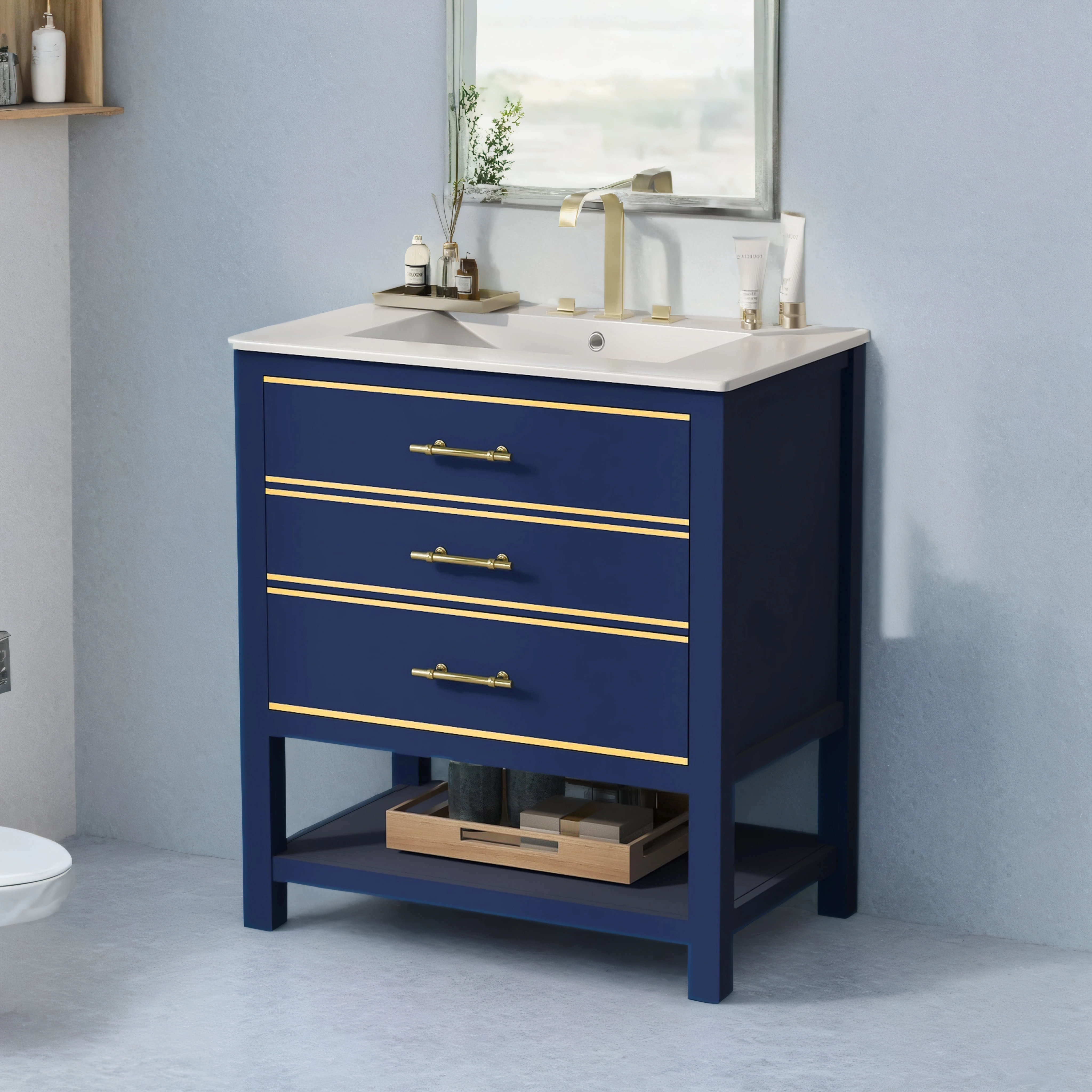 Highland Dunes Angeleena 30'' Single Bathroom Vanity with Ceramic Top ...