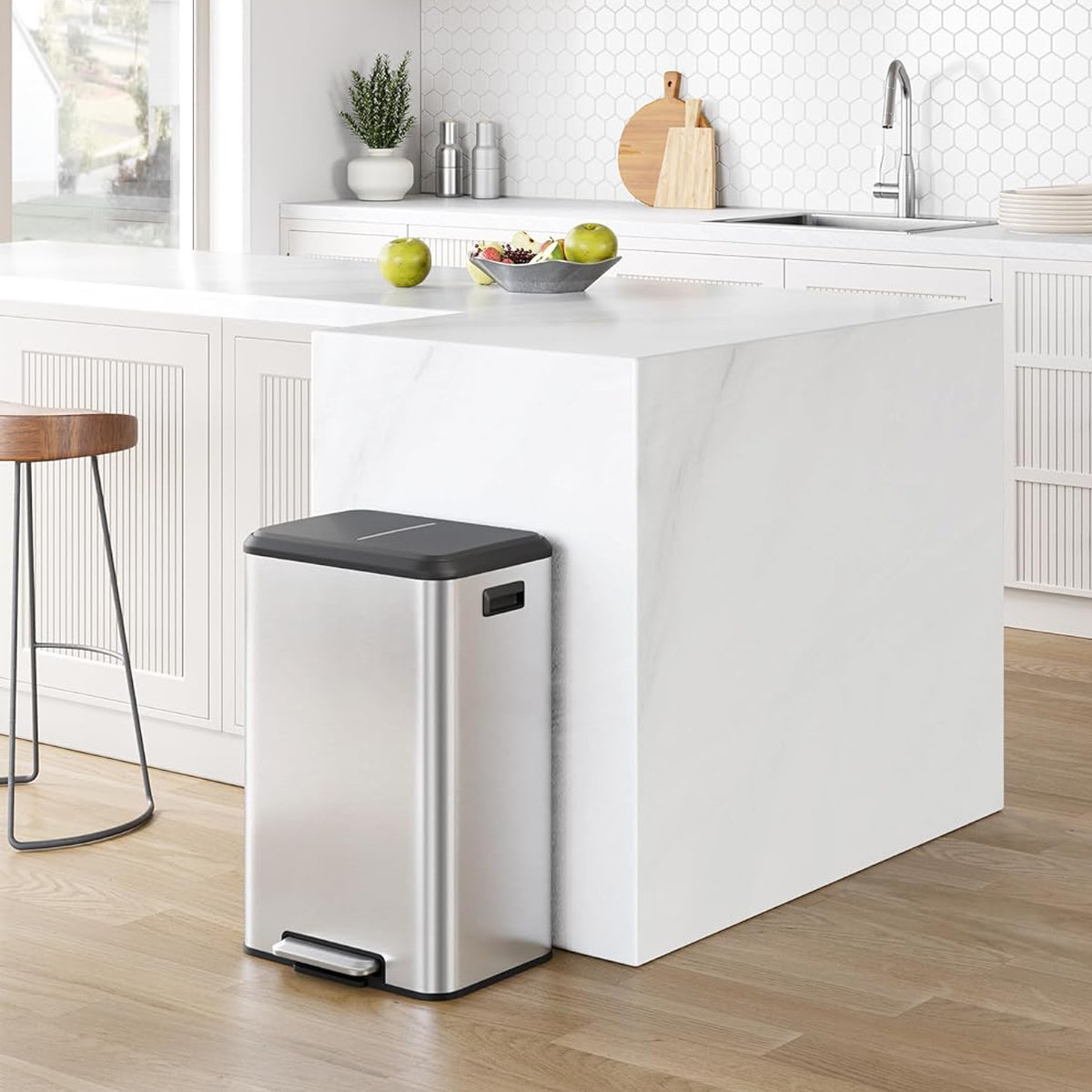 OTOTWER Kitchen Trash Can, 10.5-Gallon Garbage Can with Lid and Wide ...