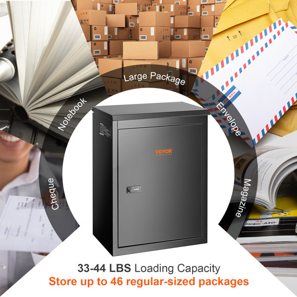 VEVOR 20" H Package Delivery Boxes, Galvanized Steel Wall Mount Mailbox ...