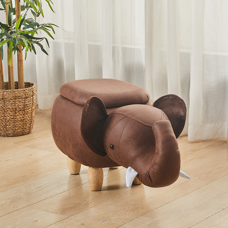 Happy Larry Upholstered Animal Storage Ottoman Footrest Stool, Vivid ...