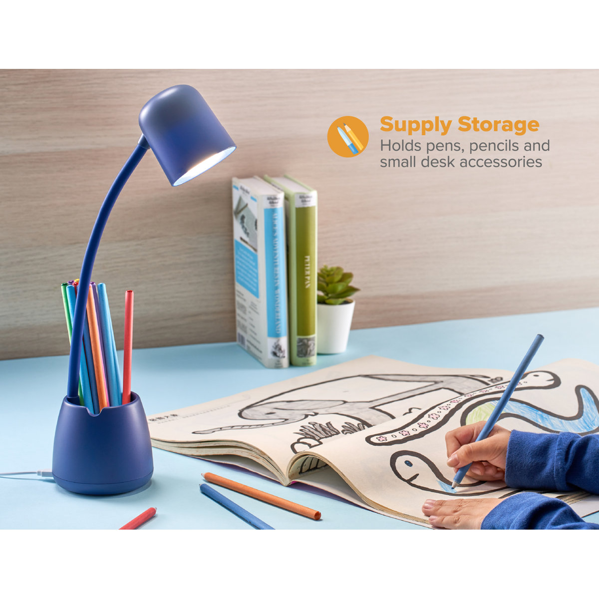 Wrought Studio™ Darkash 16.1" Desk Lamp with Outlet & Reviews | Wayfair