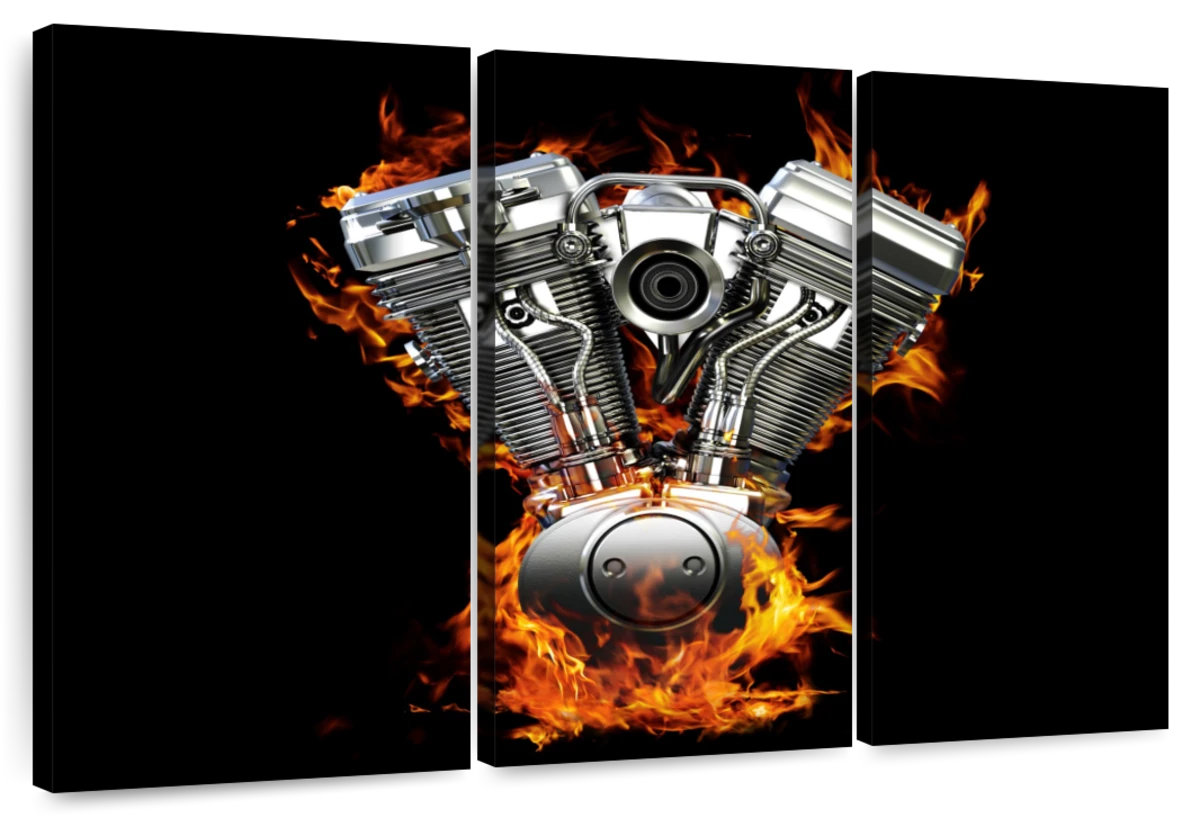 Ebern Designs Mehar Blazing Motorcycle Engine | Wayfair