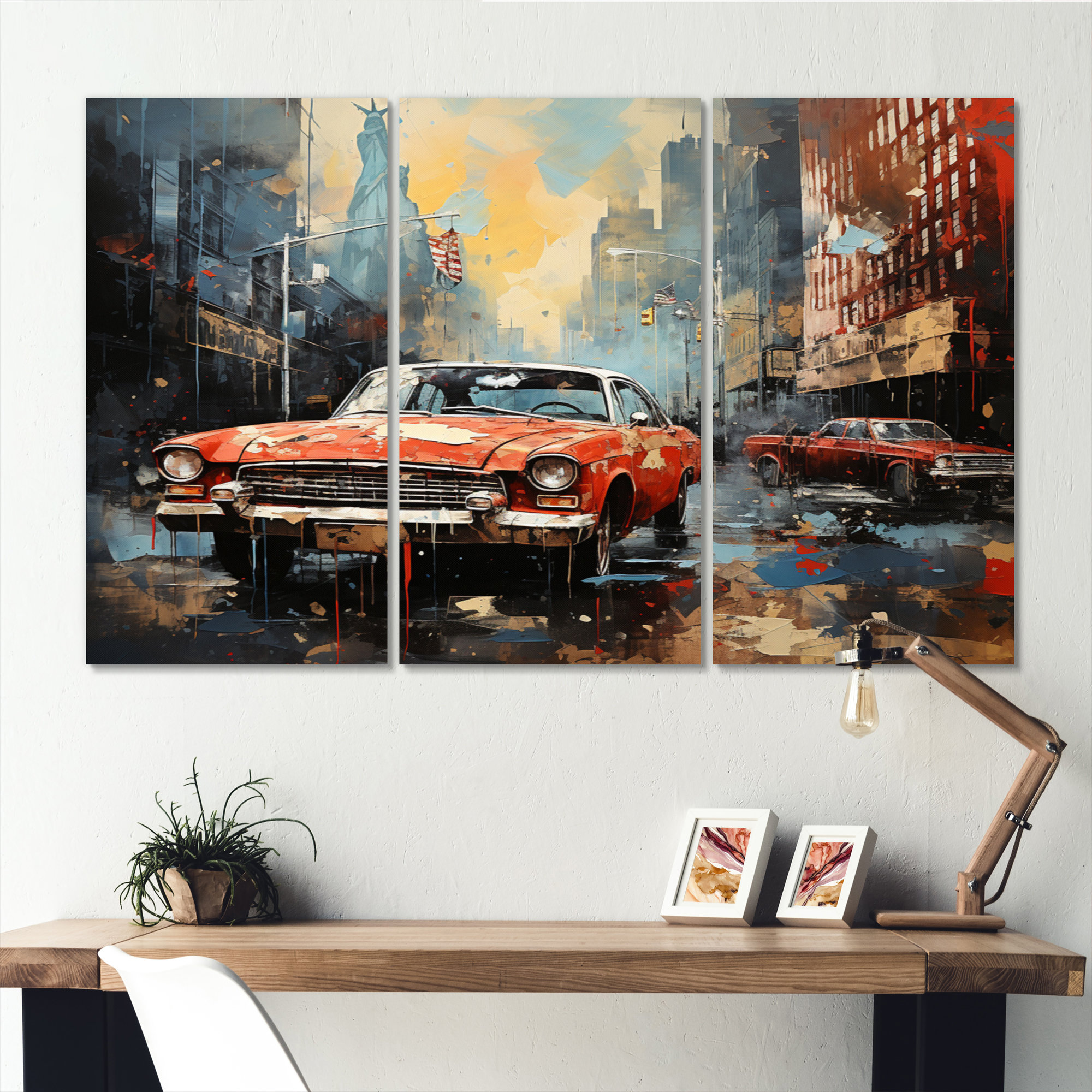 Williston Forge Vintage Car Collage - Retro Car Metal Wall Decor Set ...
