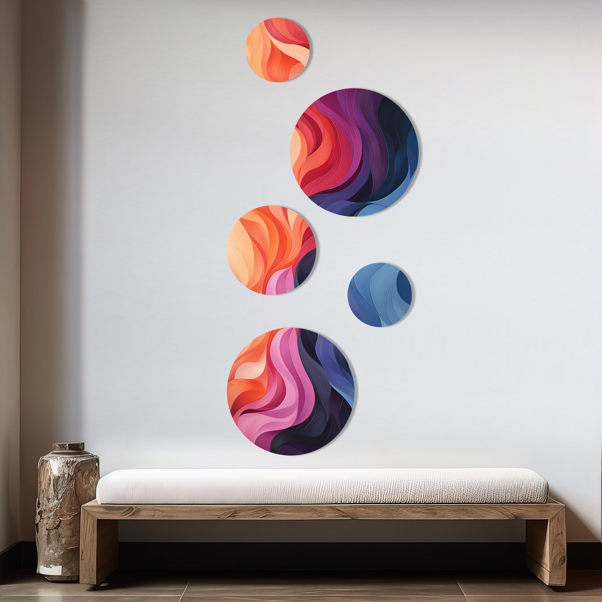 Ivy Bronx Colorful Ripple Harmony Elegance II - Abstract Round Wall Art ...