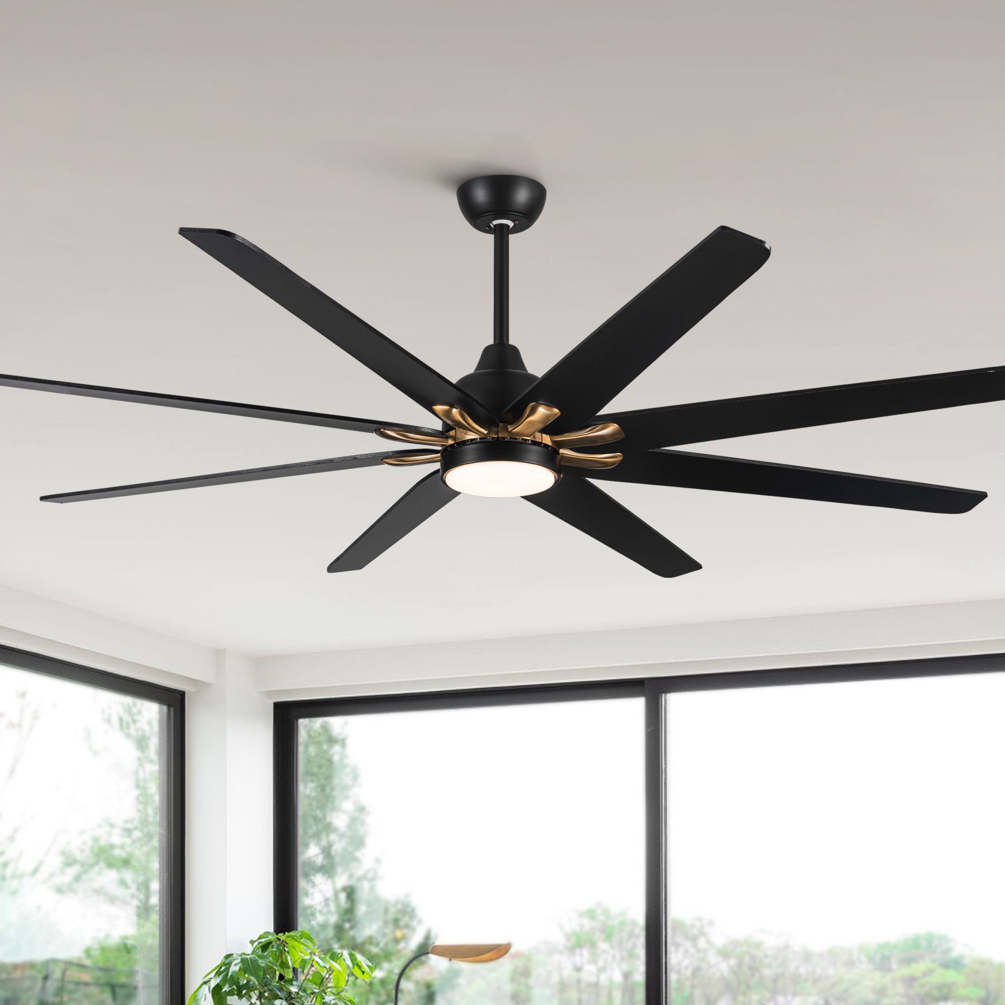 YUHAO Oversized Windmill - Blade Modern Farmhouse Standard LED Ceiling ...