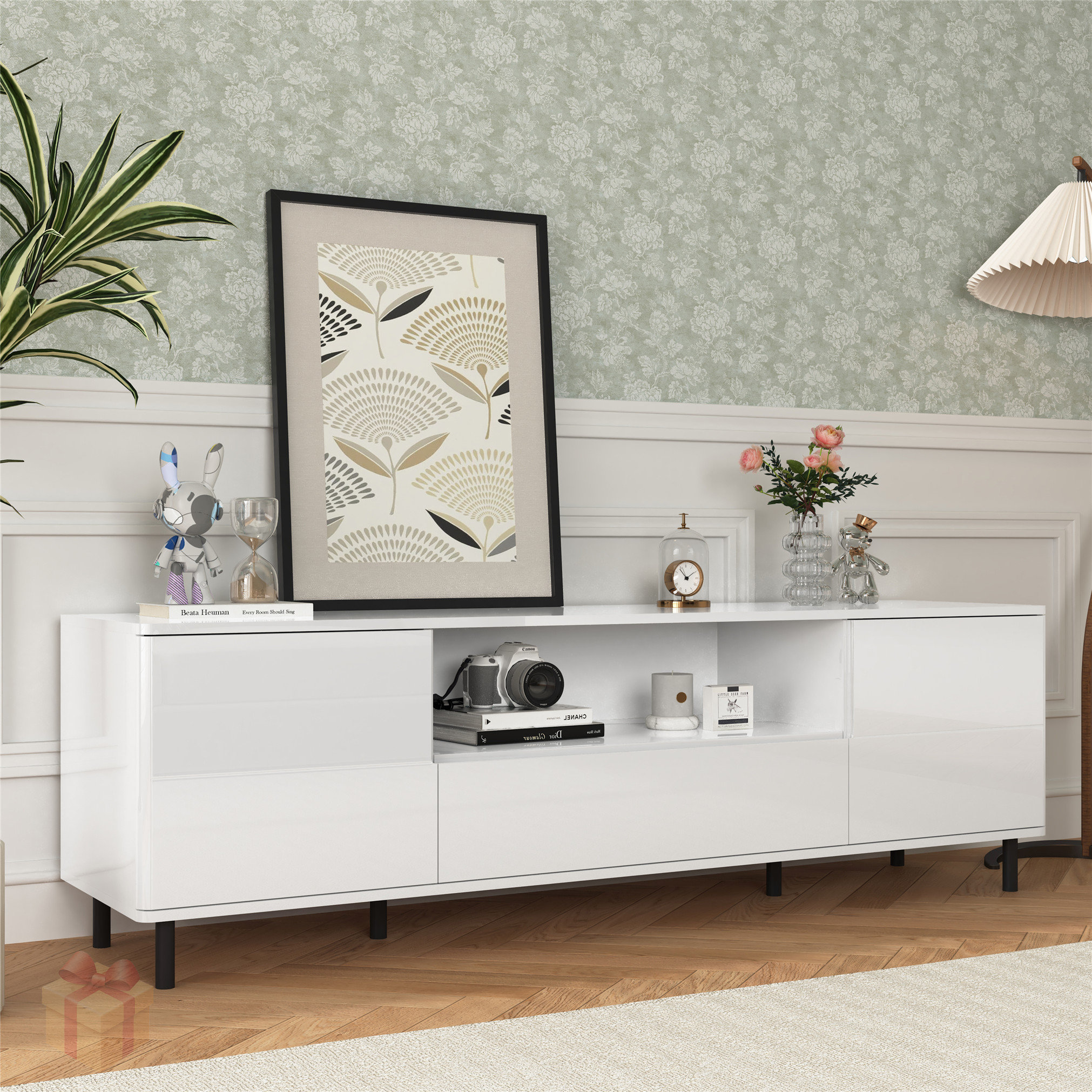 Ebern Designs Versatile Modern TV Console with Abundant Storage for ...