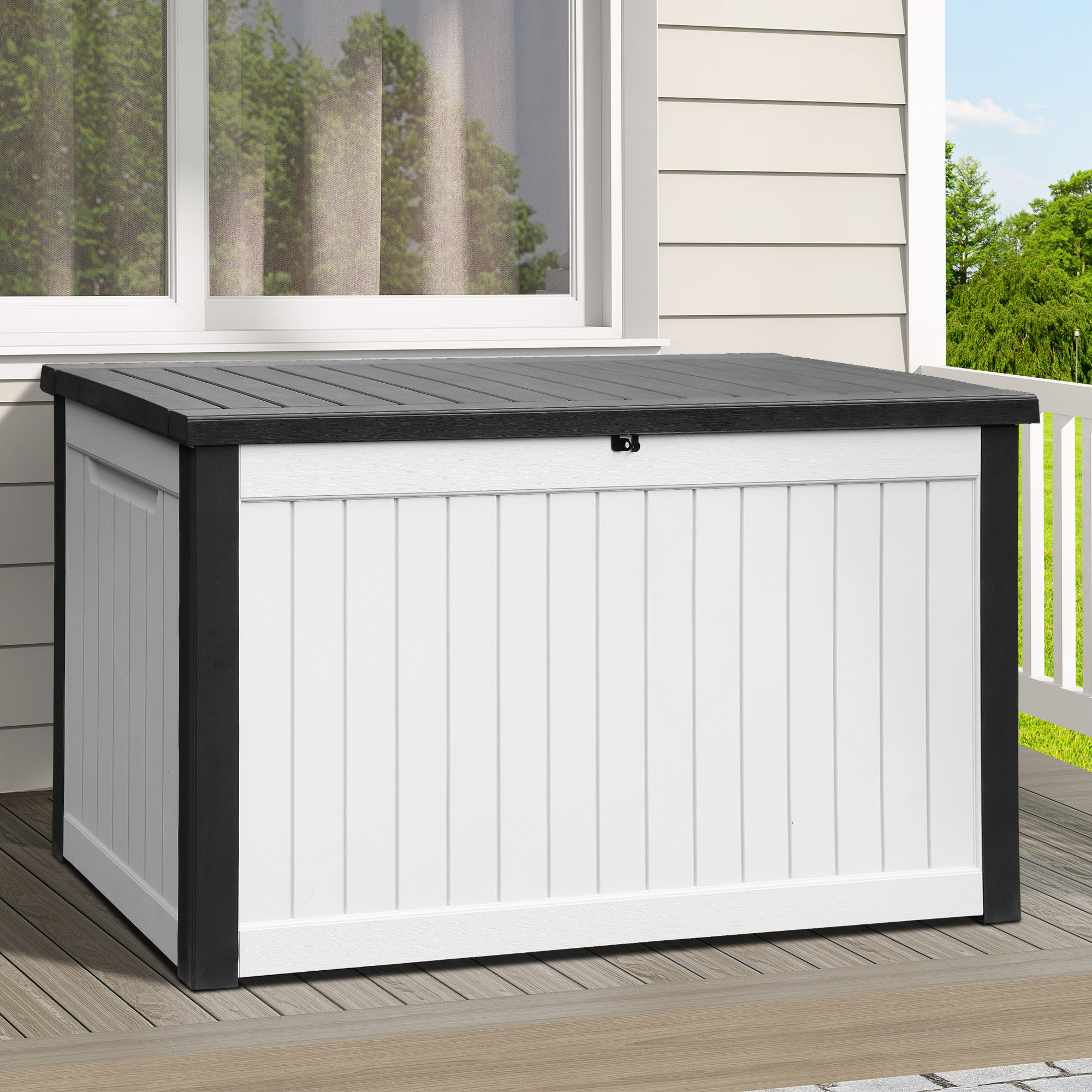 Edrosie Inc 233 Gallons Water Resistant Resin Lockable Deck Box ...