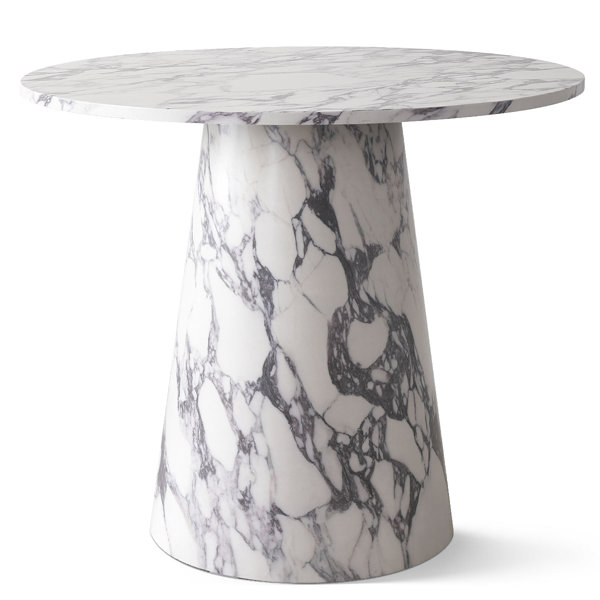 Ivy Bronx 35" Faux Marble Small Round Pedestal Dining Table | Wayfair