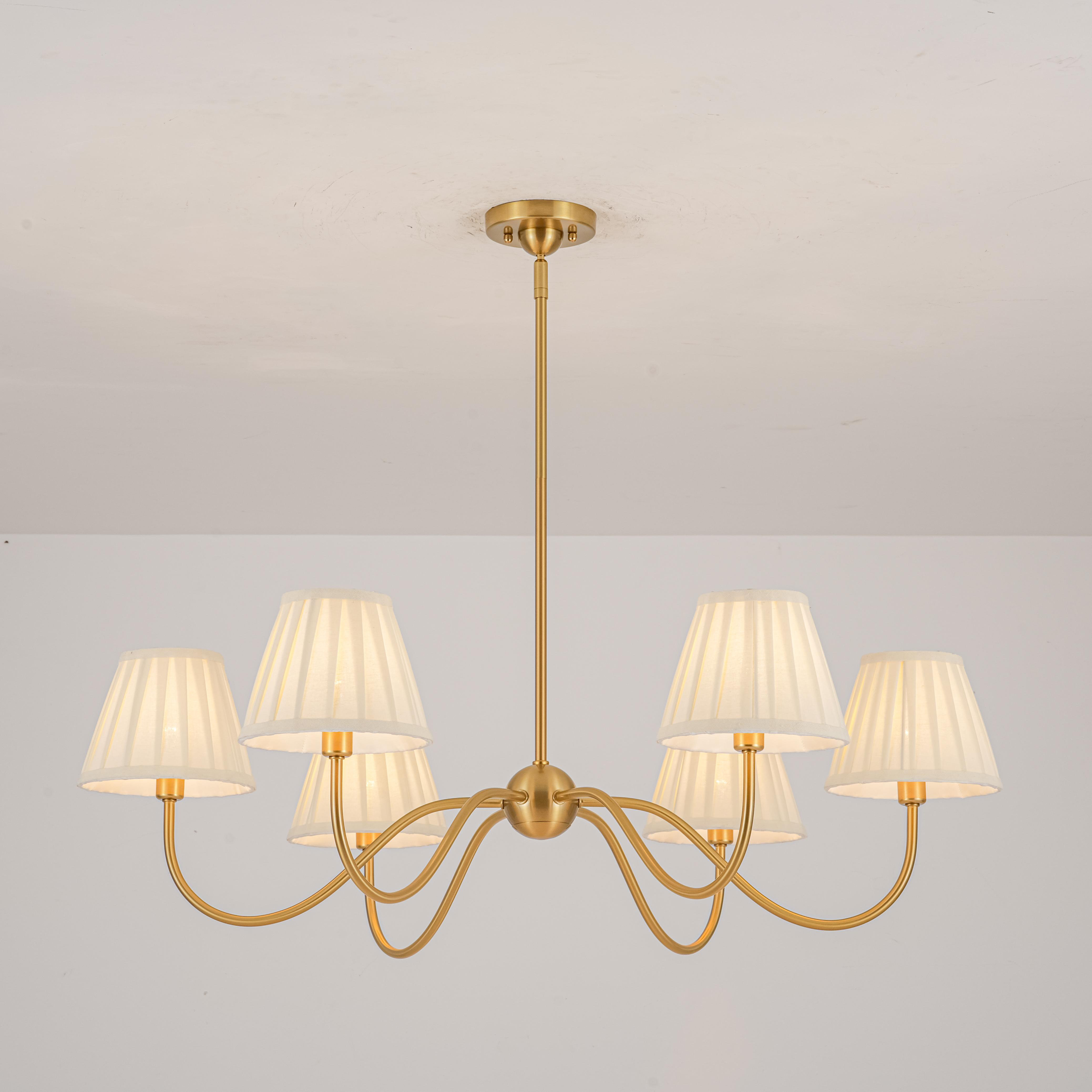 House of Hampton® Erlandson 6-Light Dimmable White Fabric Shade ...
