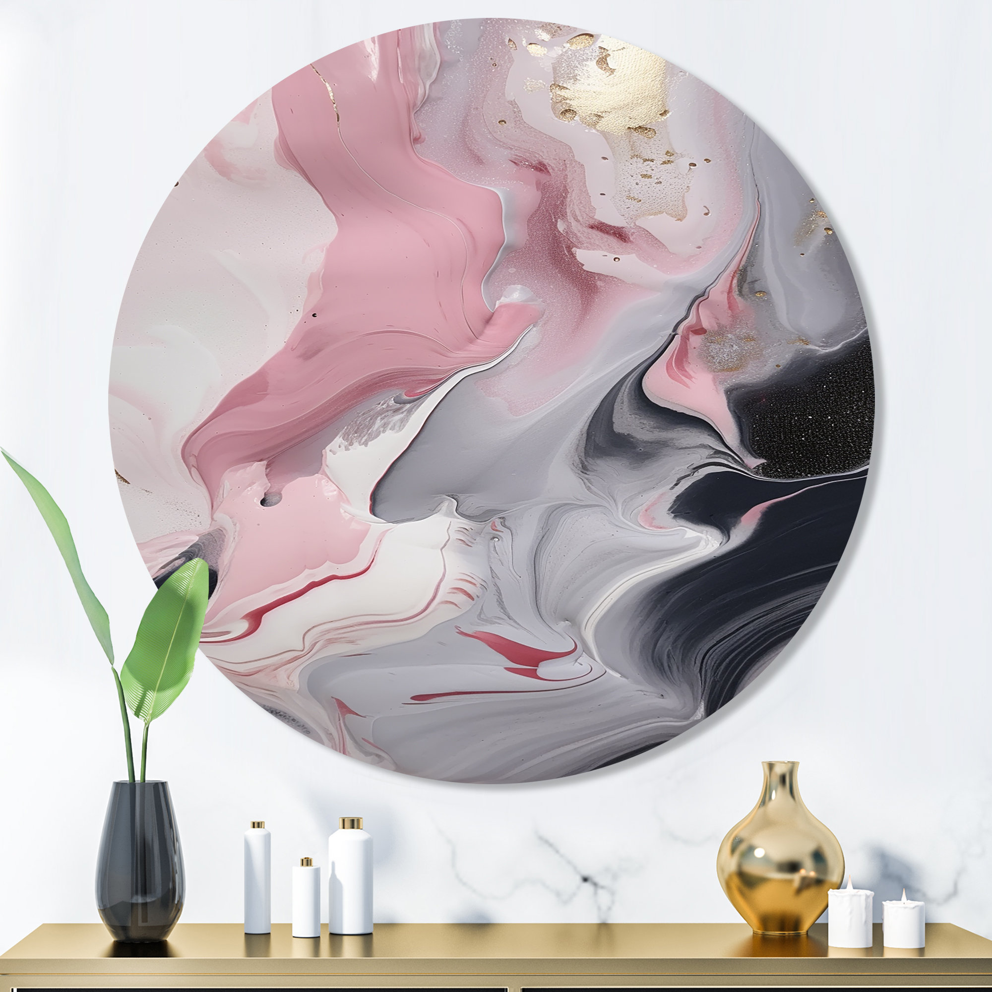 Mercer41 Marged Solid Marble Paint Artwork II - Abstract Marble Round ...