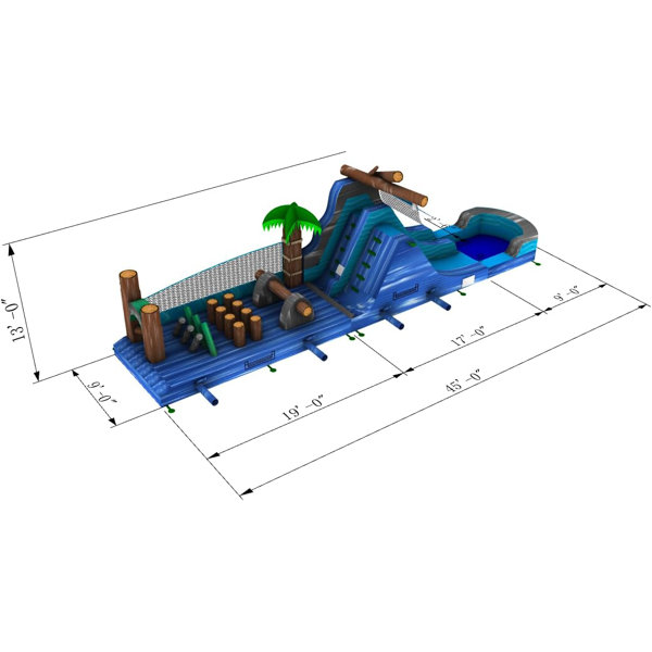 XJUMP Tropical Commercial Grade Obstacle Course with dual lane slide ...
