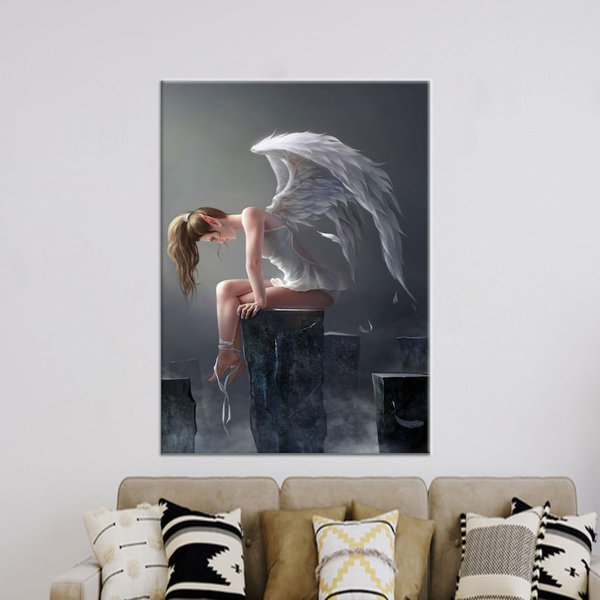 Happy Larry Personalized Angel Woman Canvas Wall Art - Perfect Modern ...