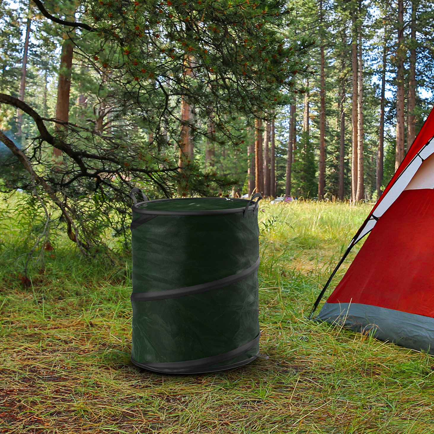 Wakeman 44-Gallon Collapsible Pop Up Trash Can with Zippered Lid for ...