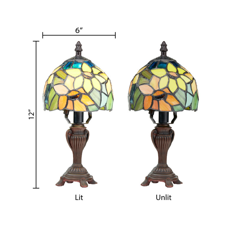 Fleur De Lis Living Crary 12"H Yellow Sunflower-Stained Glass Accent ...