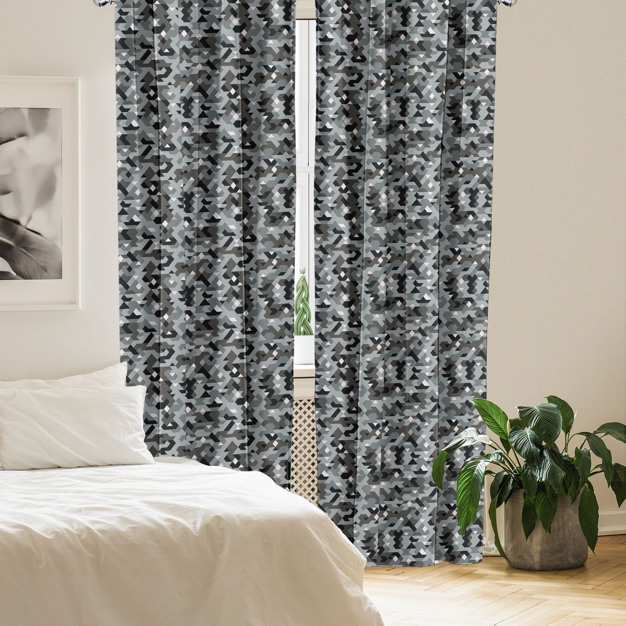 East Urban Home Abstract 4-Panel Curtains, Pixel Art Illustration 54908 ...