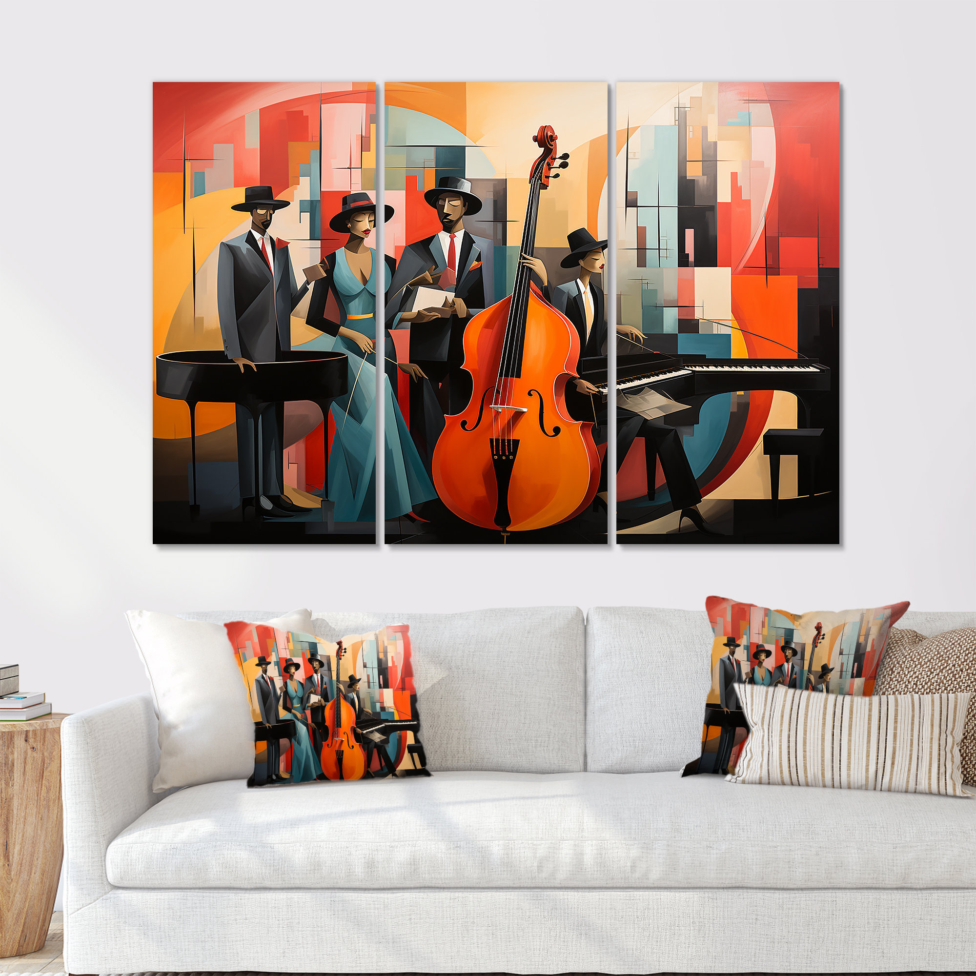 Design Art Abstract Harlem Jazz Quartet - Musician Wall Art Print Set ...