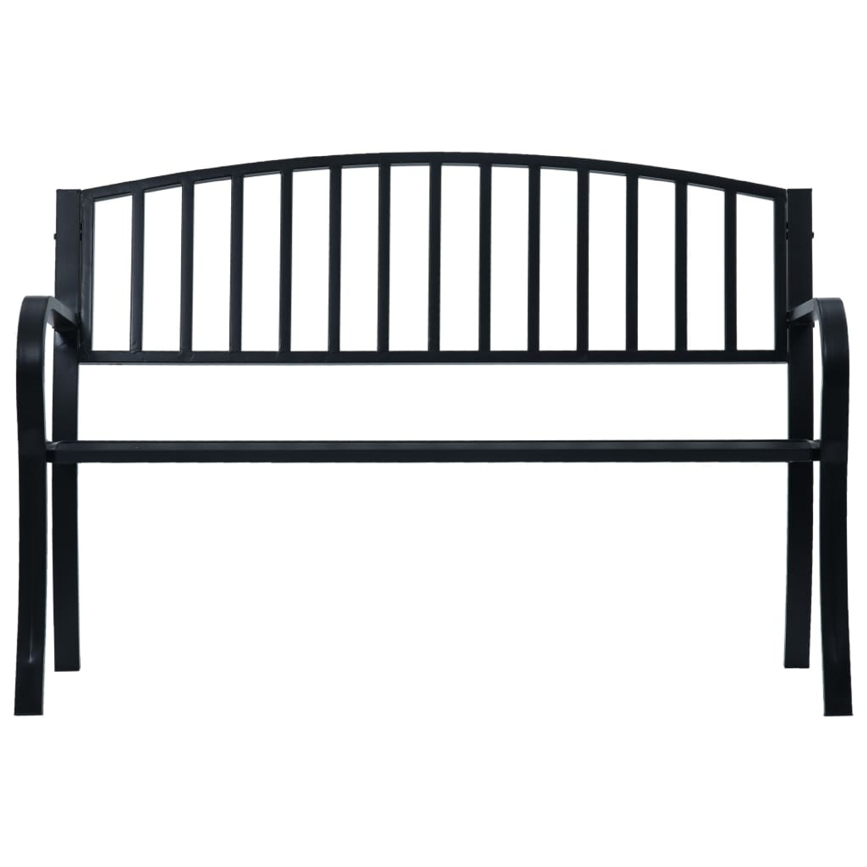 Benjara Outdoor Bench, Black Powder-Coated Steel, Curved Backrest, 47 ...
