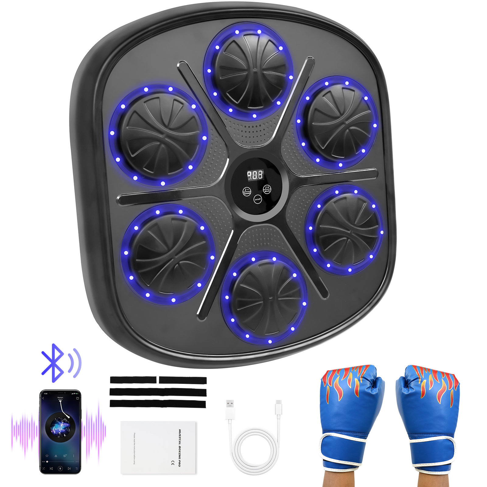 BAOKALER Wall-Mounted Smart Boxing Machine, Bluetooth Music Punching ...