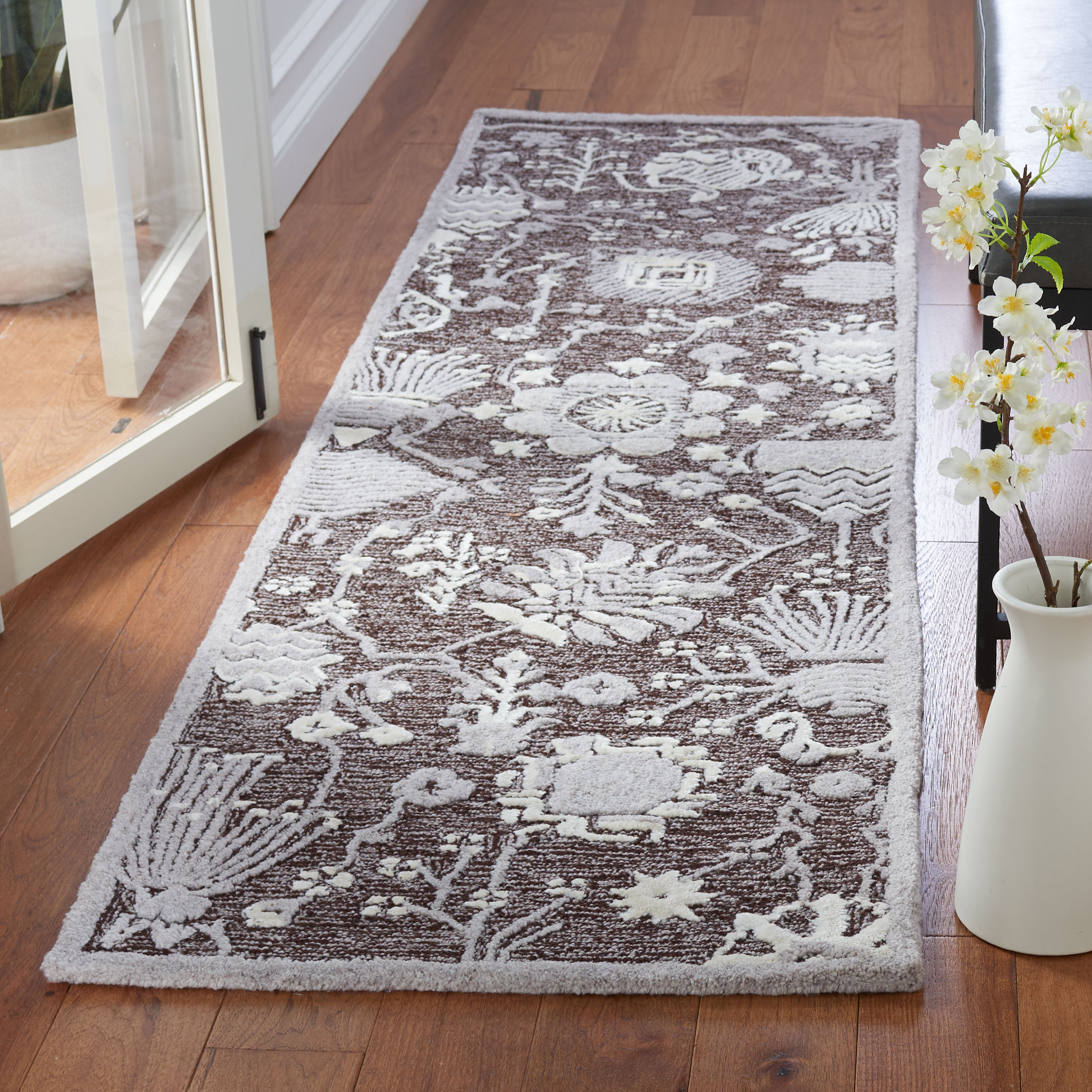 Bungalow Rose Glamour Hand Tufted Performance Floral Rug | Wayfair
