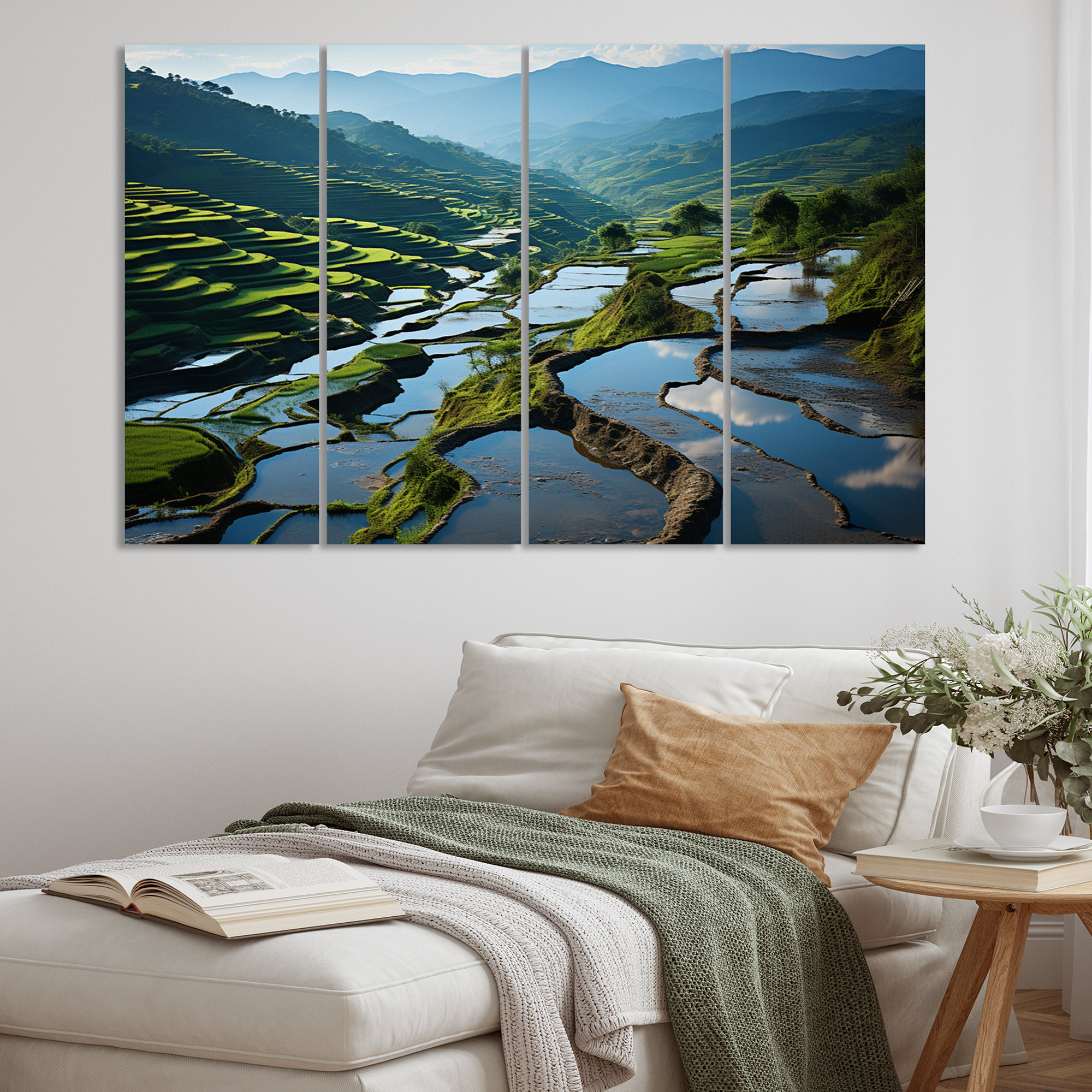 DesignArt China Azure Rice Terraces I - Chinese Metal Wall Art Living ...