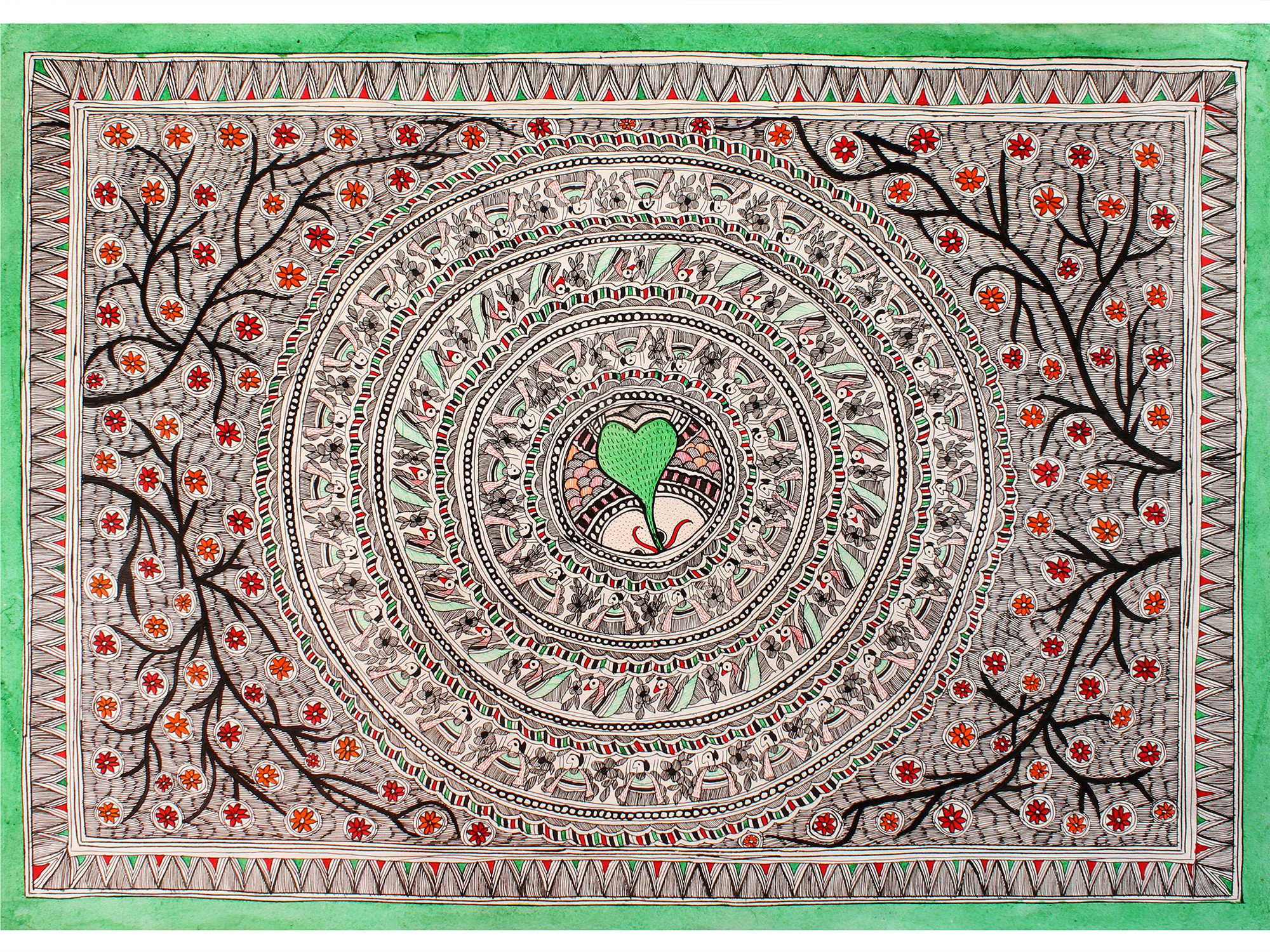 Dakota Fields Small Characters Mandala Art With Branches | Madhubani ...