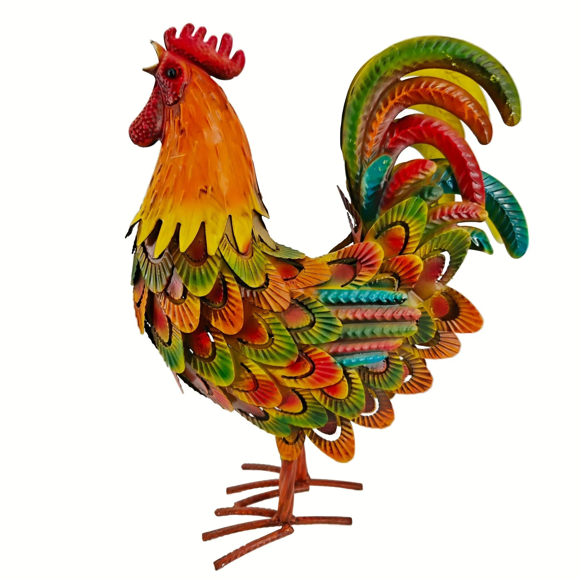 House of Avana Colorful Metal Rooster Statue For Outdoor Garden | Perigold