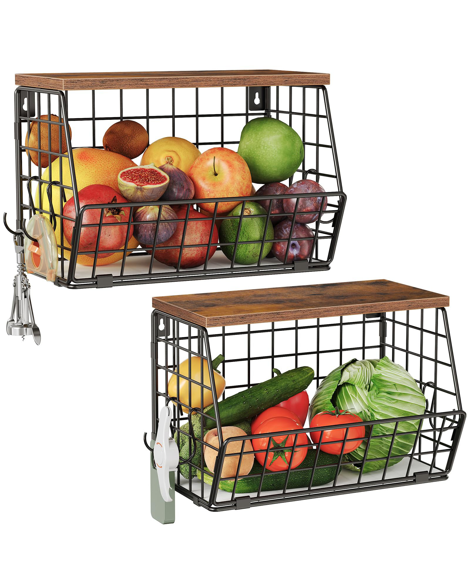 17 Stories 2-Pack Fruit Basket, Stackable Vegetable Baskets, Wall ...