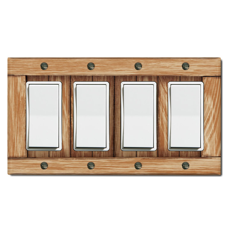 WorldAcc Metal Light Switch Plate Outlet Cover (Biege Fence - Quadruple ...