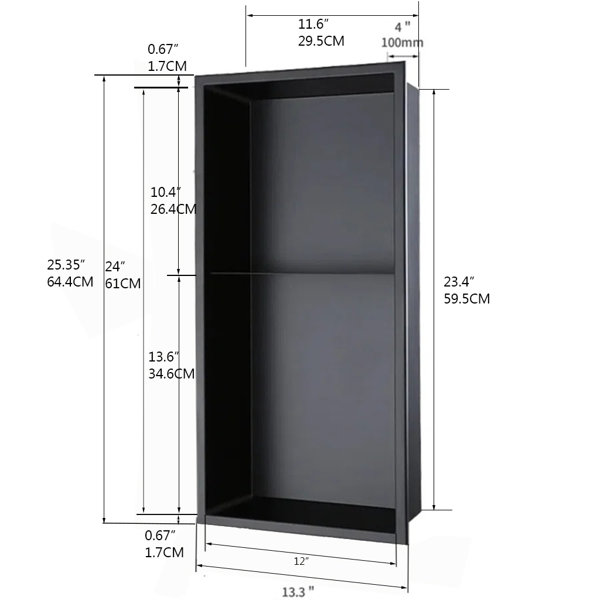DecoMust Stainless Steel Chrome Rectangular Recessed Shower Niche Inner ...