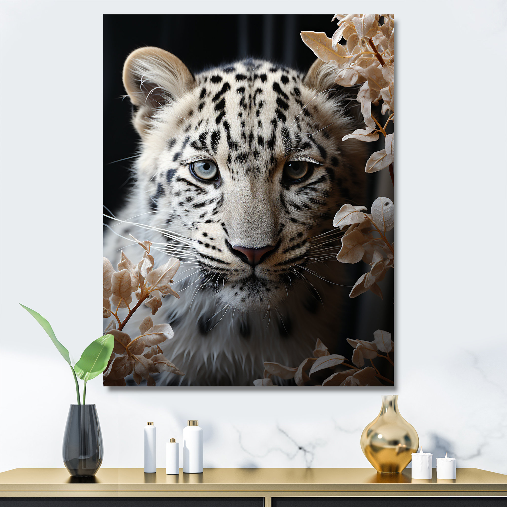 Ebern Designs Subdued Majesty Leopard Snow Charm II On Canvas Print ...
