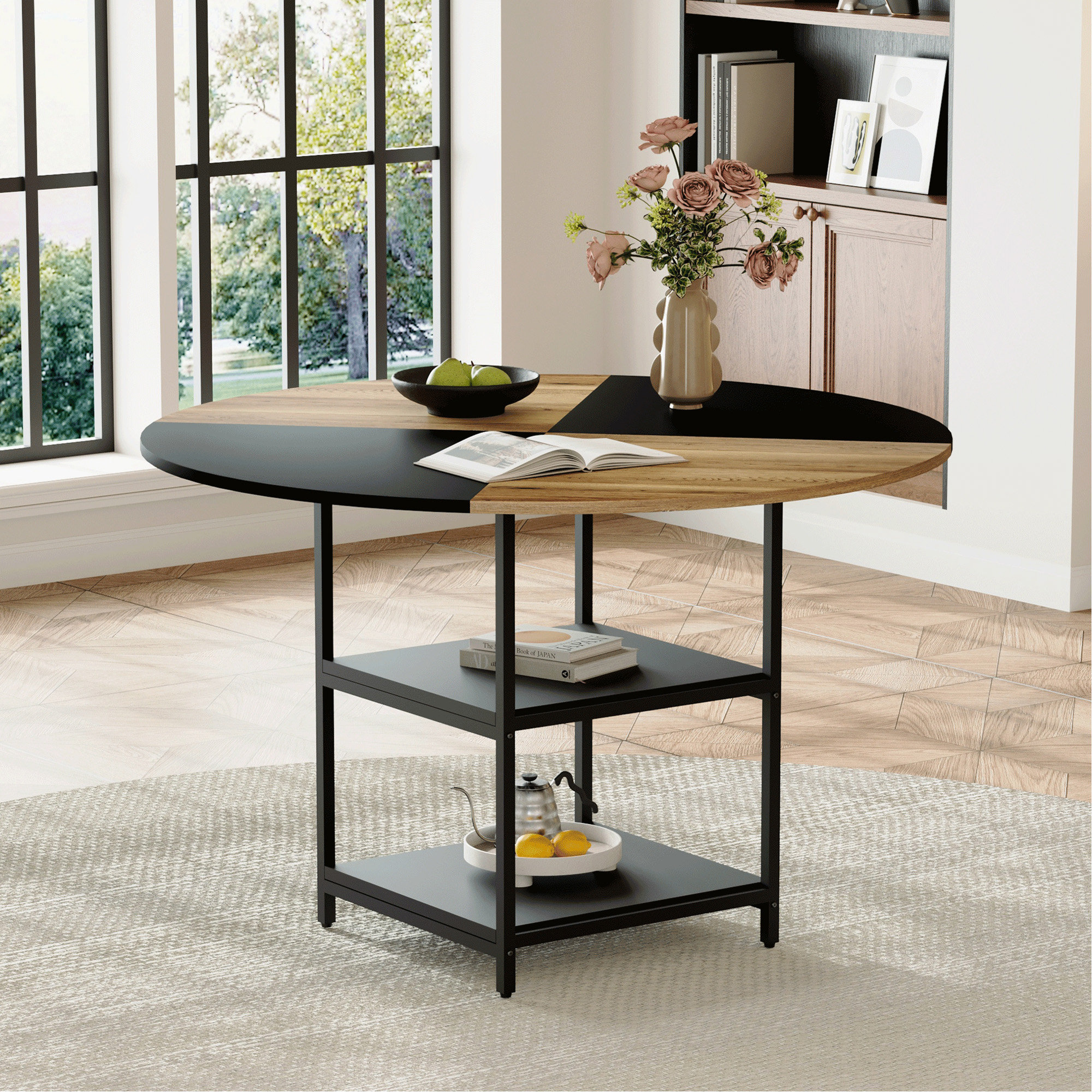 Mercer41 47.3-Inch Diameter Modern Splicing Circular Dining Table ...