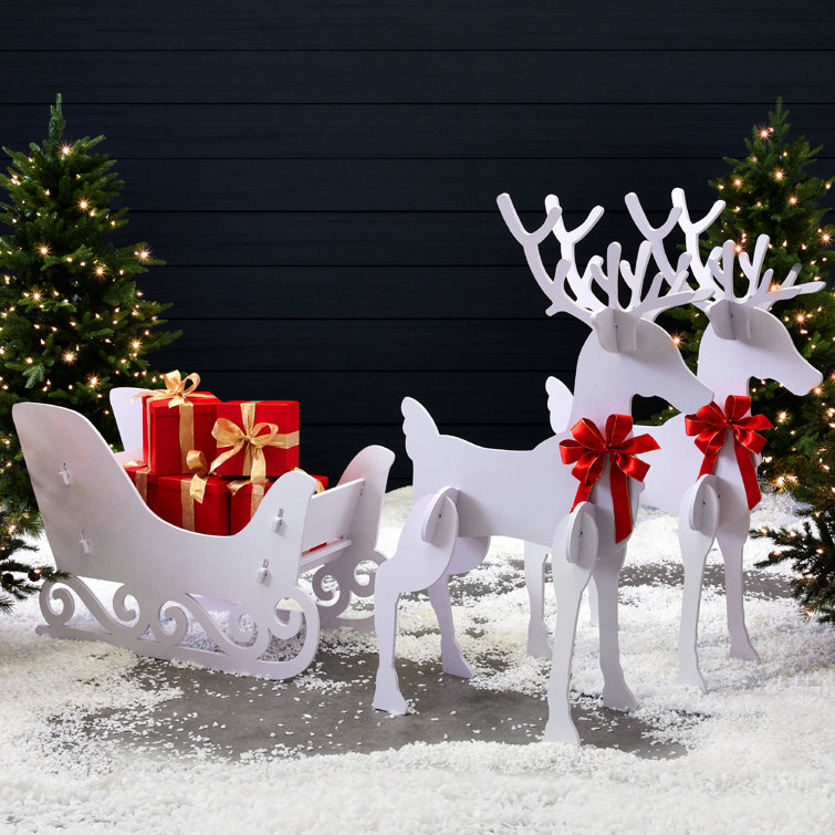 The Holiday Aisle® 3-Piece 4Ft Deer & Sleigh Silhouette Set, Outdoor ...