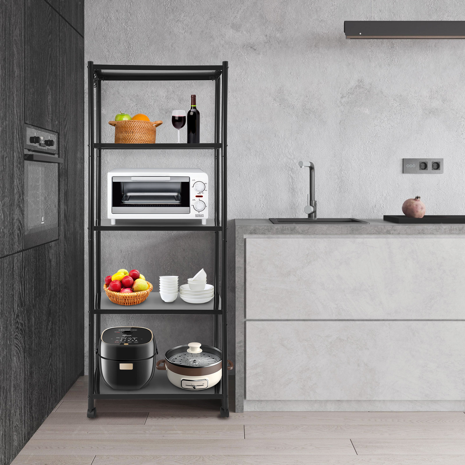 Ebern Designs Adjustable Kitchen Storage Rack Adjustable Height Storage ...