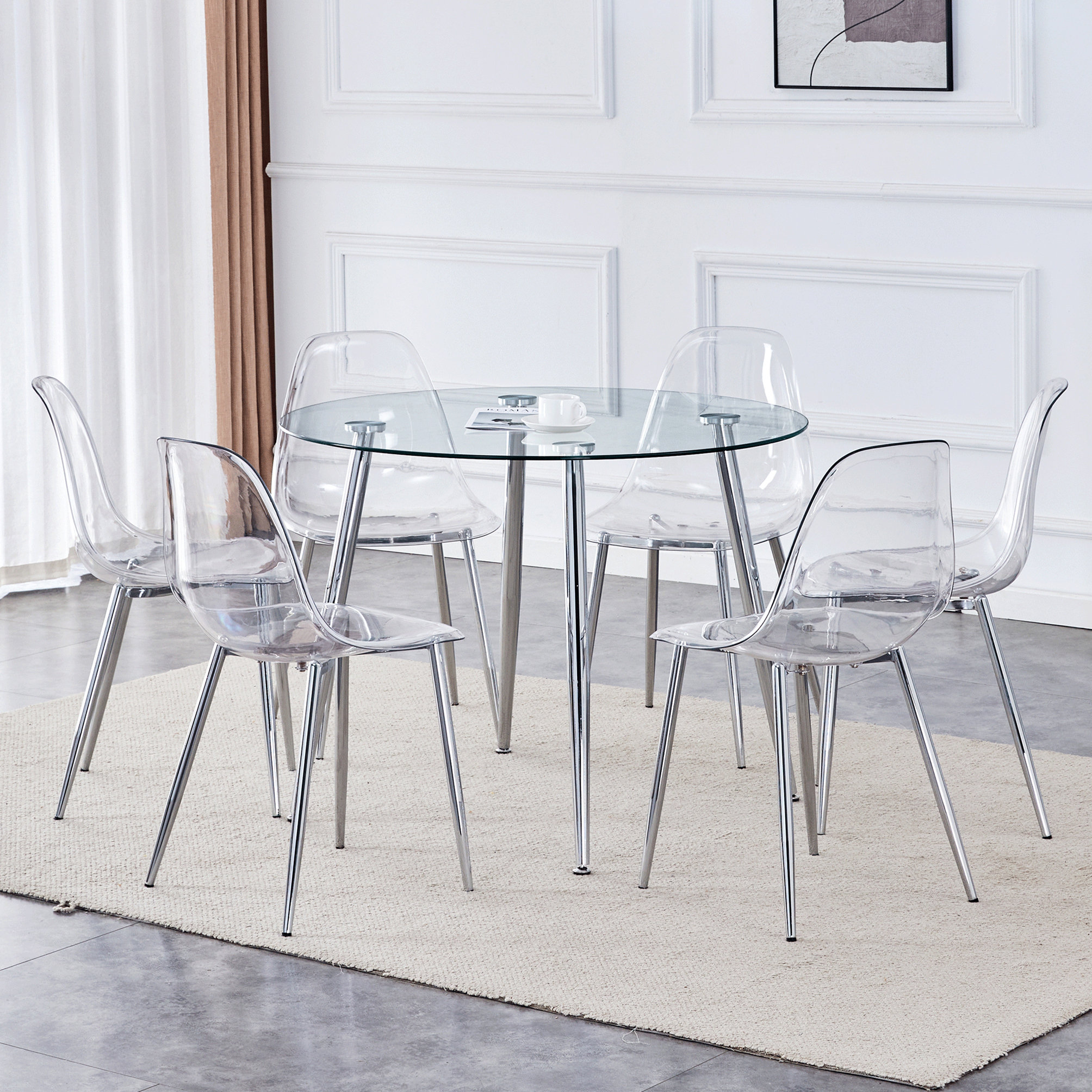 Mercer41 Billericay A Modern Minimalist Style Round Tempered Glass ...