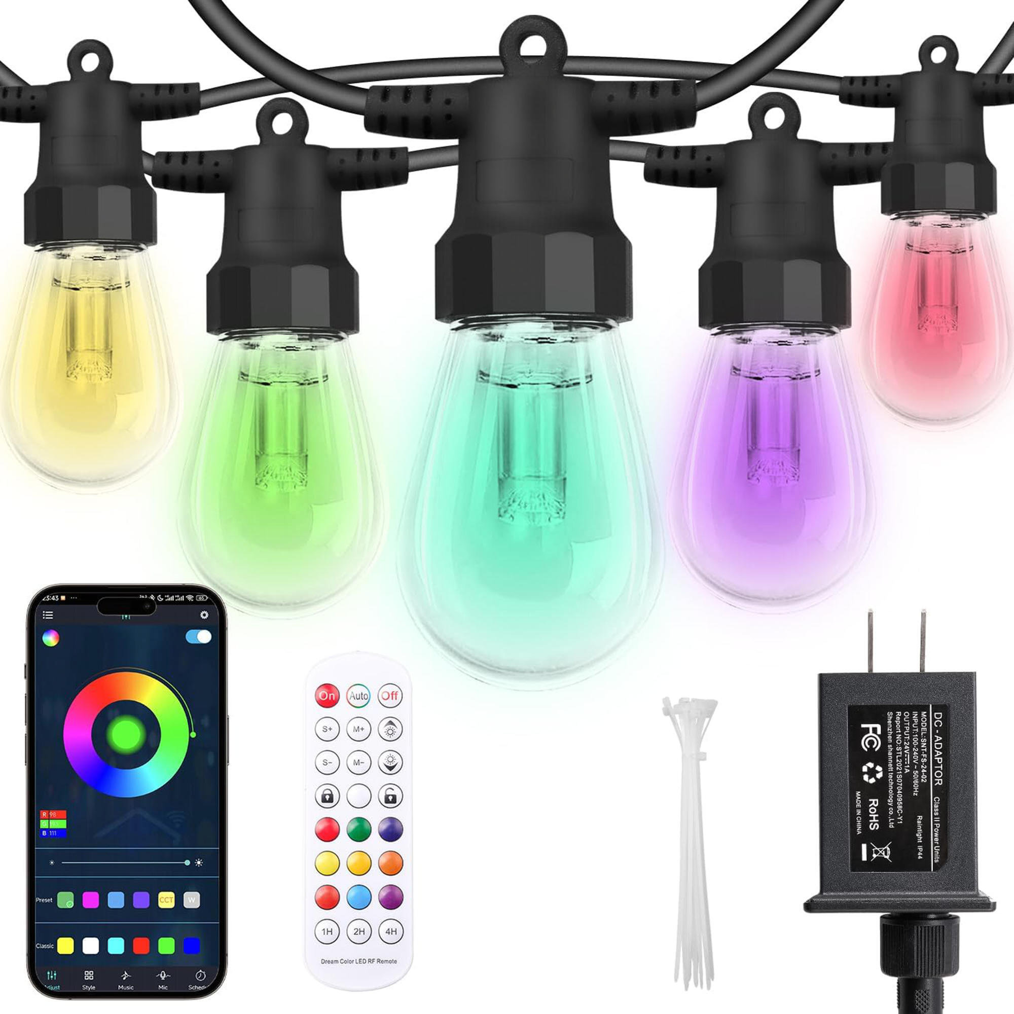 The Holiday Aisle® 50FT Dimmable RGBW Outdoor String Lights - 20 LED ...