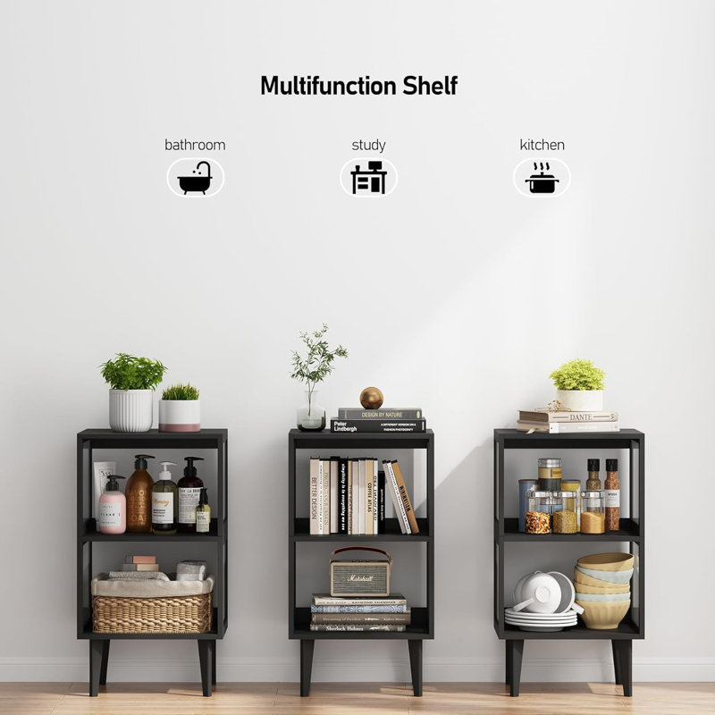 Ebern Designs 3 Tier Book Shelf, 3 Cube Bookcase, Bookshelf Storage ...