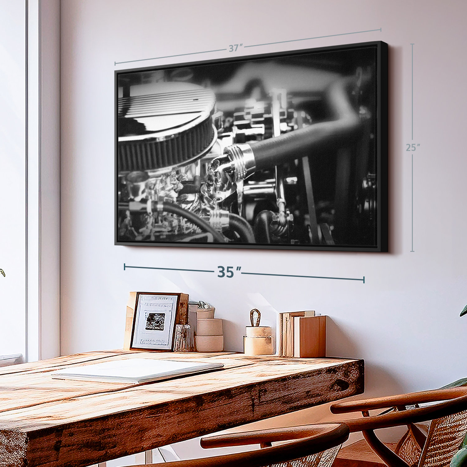 Ebern Designs Muscle Car Engine Canvas Print | Wayfair