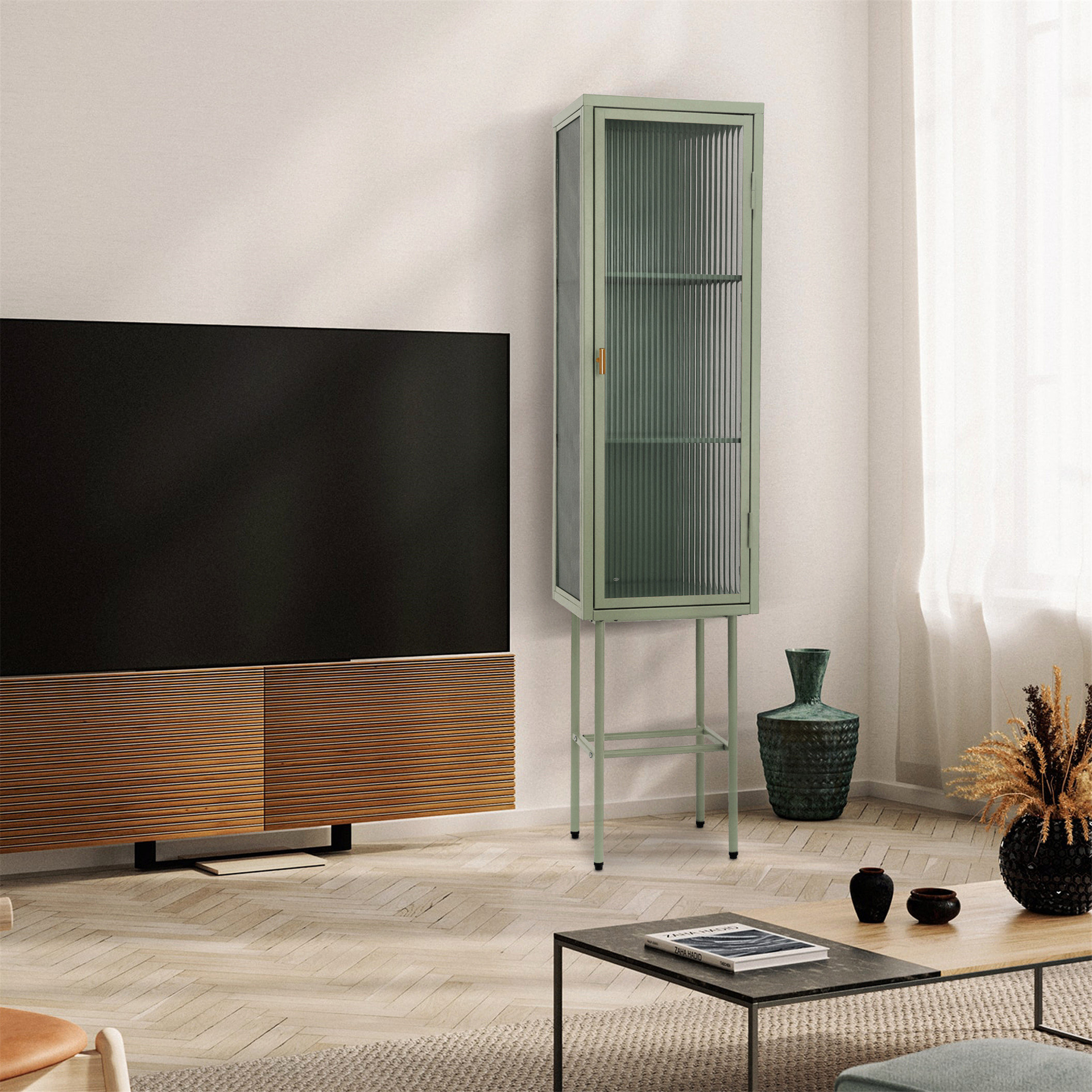 Ebern Designs Versatile Freestanding Metal Display Cupboard with ...