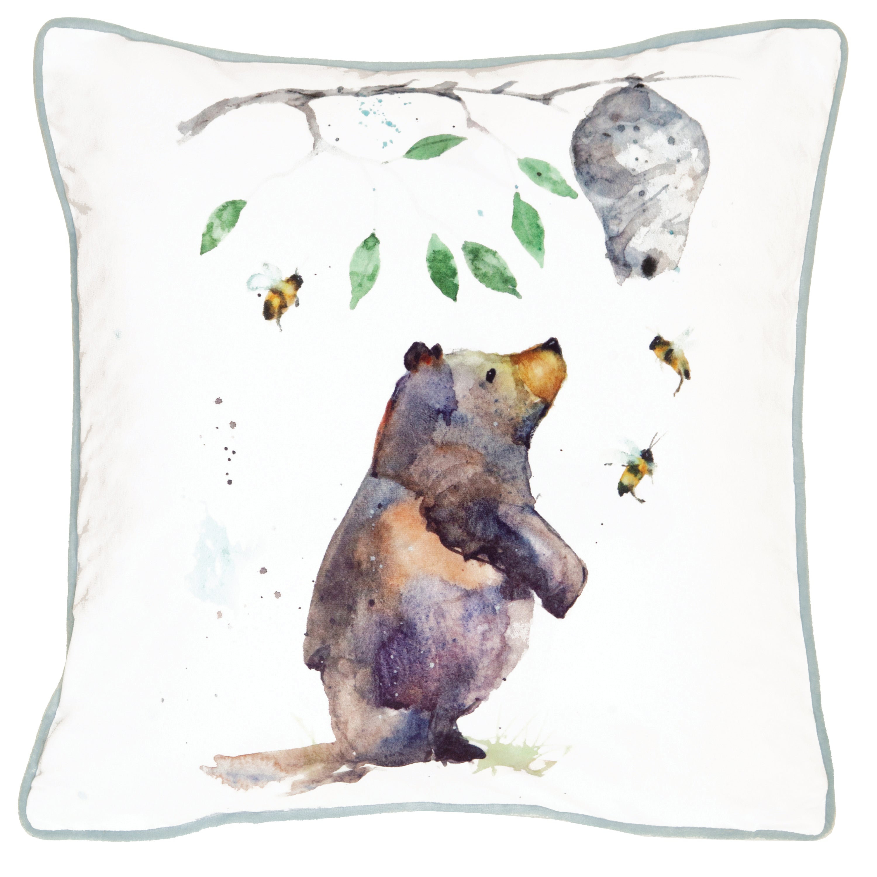 Carstens Inc. Dean Crouser Bear and Beehive Pillow 18x18 | Wayfair