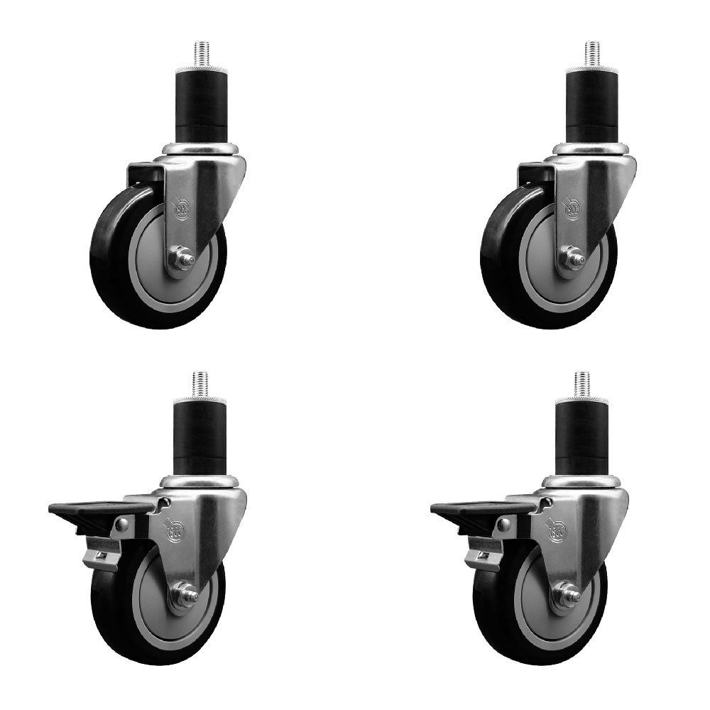 Service Caster Poly Wheel Swivel Expanding Stem Caster Set 2 Brakes SCC ...
