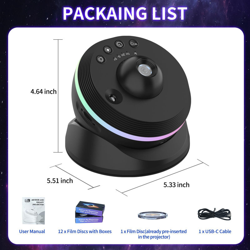 BBCPC Meteor Galaxy Projector, 13-in-1 Starry Sky Night Light with ...