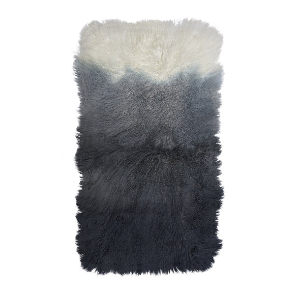Everly Quinn Ombre Handmade Sheepskin Rectangle 2' x 4' Area Rug in ...
