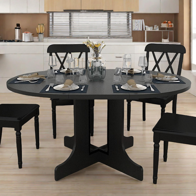 Winston Porter Expandable Oval Dining Table With Removable Leaf Trestle ...