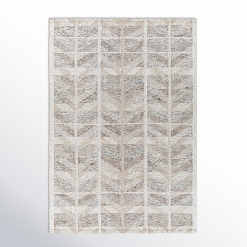 AllModern Kidus Chevron Hand Knotted Beige/Gray Area Rug | AllModern